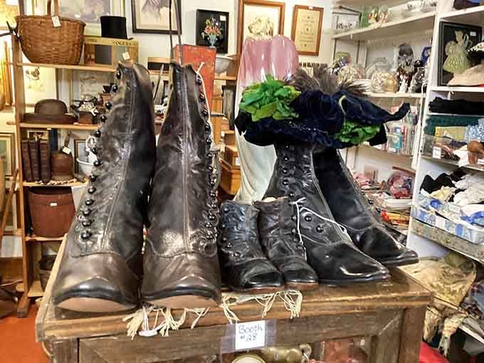 Victorian-era boots that walked through history, their button closures and leather construction built to last multiple lifetimes.