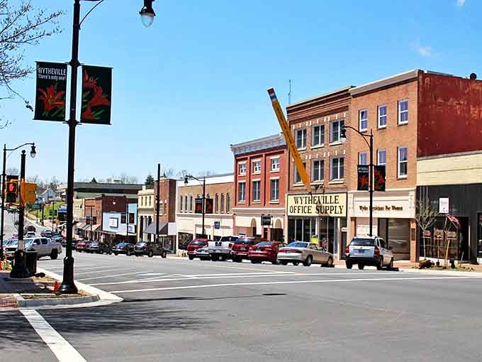 Main Street Wytheville&mdash;where that giant pencil isn't a hallucination but the town's quirky landmark that writes its own rules.