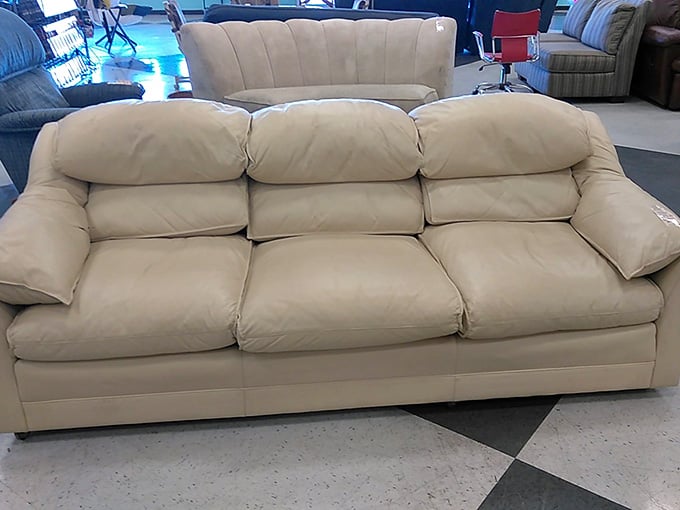 This plush cream sofa has "Sunday afternoon naps" written all over it. Just add a throw blanket and your favorite streaming service.