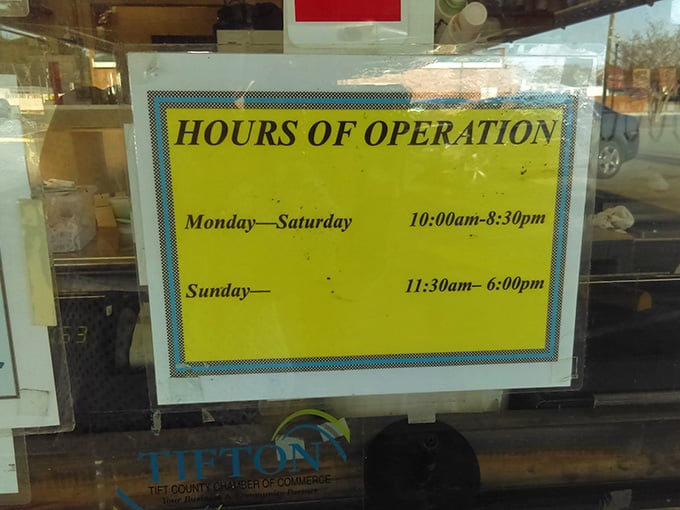Hours of operation that feel like a gentle suggestion rather than a corporate mandate. Sunday's late opening? That's for church, honey&mdash;priorities in order.