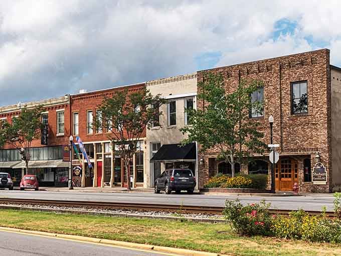 Trees frame Commerce's downtown buildings in a scene so peaceful you can practically hear the crickets starting their evening concert.
