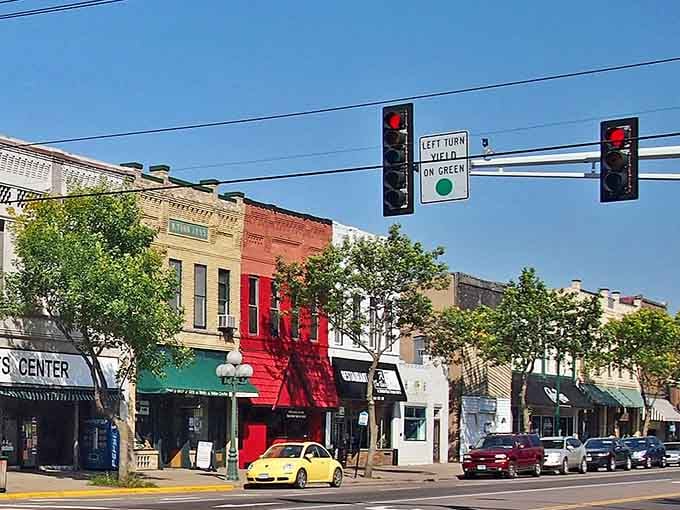 Little Falls' corner buildings show small-town retail at its finest, where local businesses thrive and living costs stay reasonable.