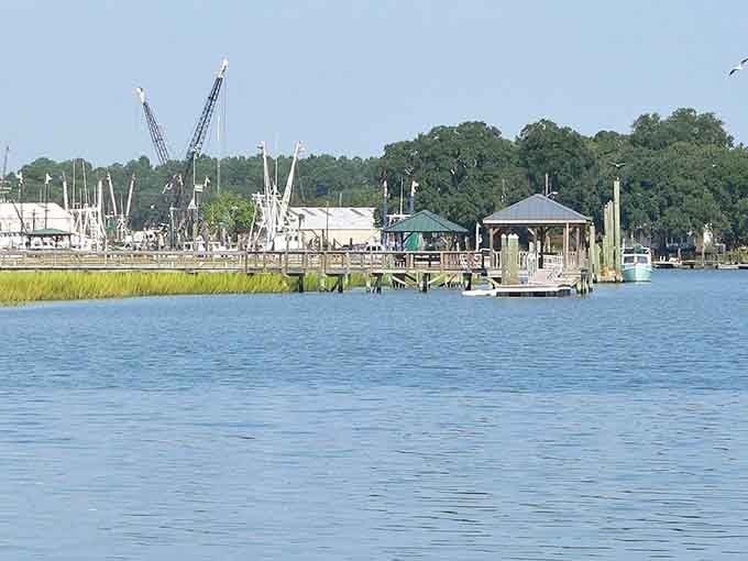Shrimp boats and working docks remind you this isn't a theme park but a real fishing village with authentic soul.