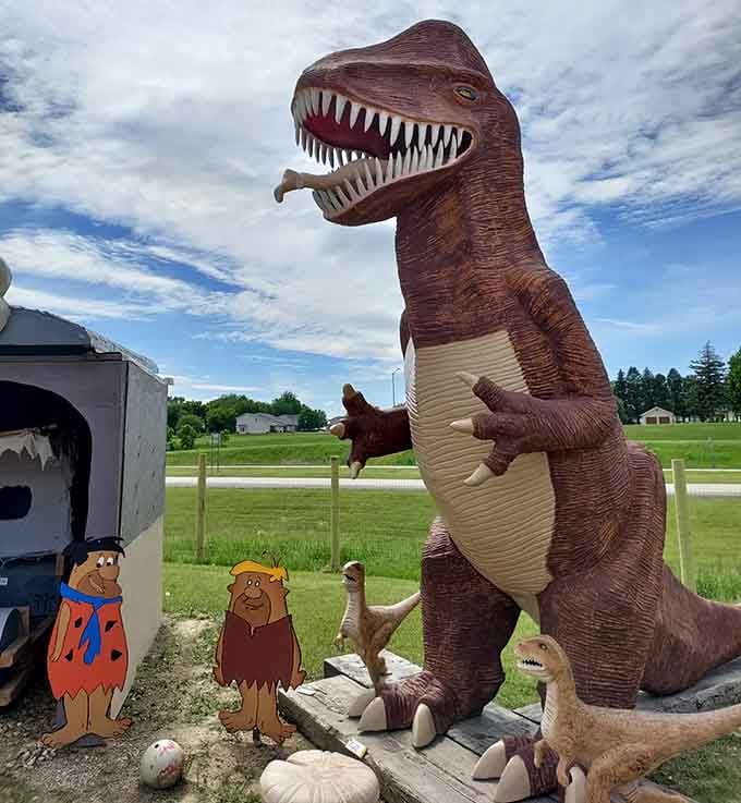 "I'm pretty sure this T-Rex isn't historically accurate for Minnesota, but he sure makes for a great photo op!"