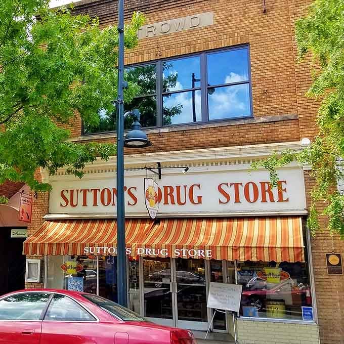Classic brick and that orange-striped awning create the perfect backdrop for a lunch counter that's fed college students since Eisenhower.
