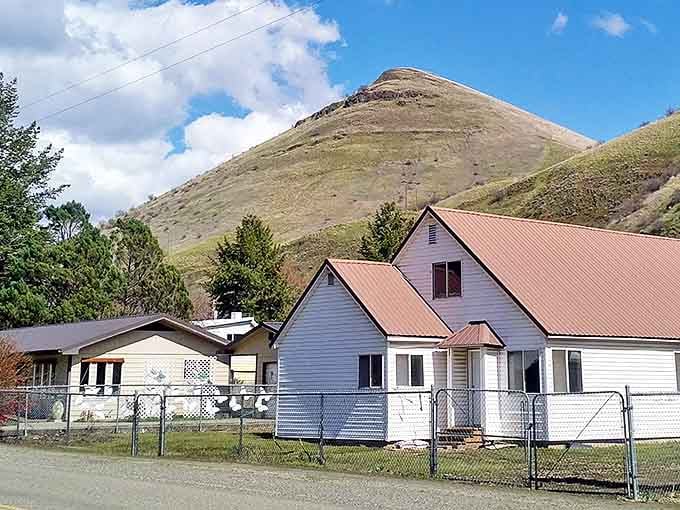 White Bird nestles beneath a golden mountain that changes colors with the sun, a living calendar of Idaho's dramatic seasons.