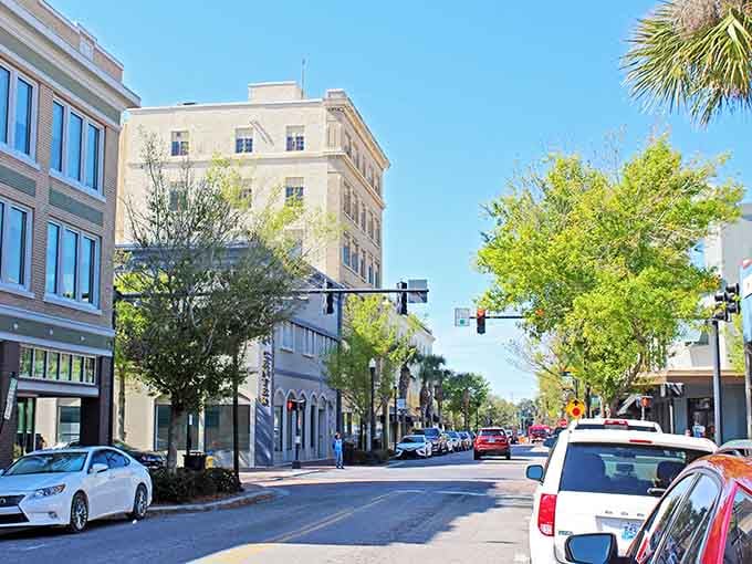 Winter Haven's downtown blends vintage charm with fresh spring greenery, creating a postcard-perfect scene that actually exists in real life.