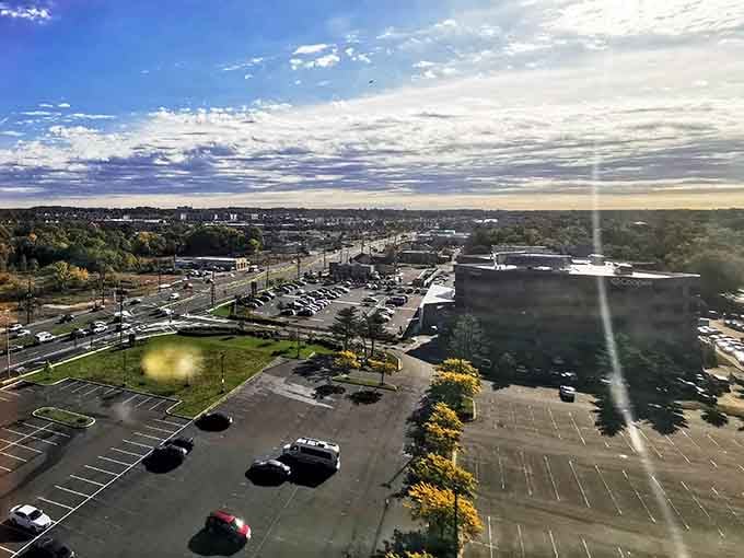 Golden hour bathes the landscape in that magical light photographers dream about, turning ordinary parking lots into something almost poetic.