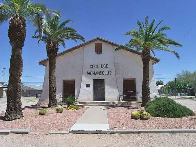 The historic Coolidge Woman's Club building stands as a testament to this affordable town's strong community spirit and welcoming nature.