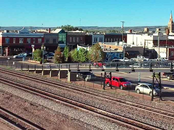 Railroad tracks slice through downtown Laramie, reminding us that these iron roads once connected Wyoming's isolated towns to the wider world.