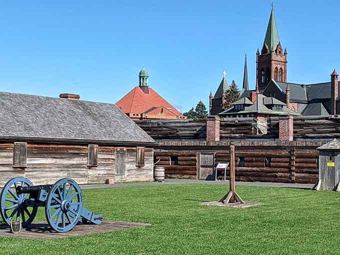 Wooden stockade and cannons remind visitors that some towns have been affordable gathering places for centuries now.