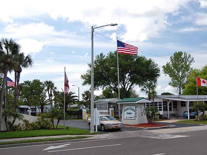 The American flag snaps in the Gulf breeze at Safety Harbor, where "rush hour" means three cars waiting at the only stoplight.