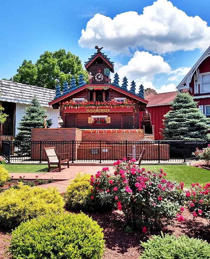 The world's largest cuckoo clock in Sugarcreek is Switzerland's cheerful ambassador to Ohio. Those bright flowers could make even a rainy day smile!