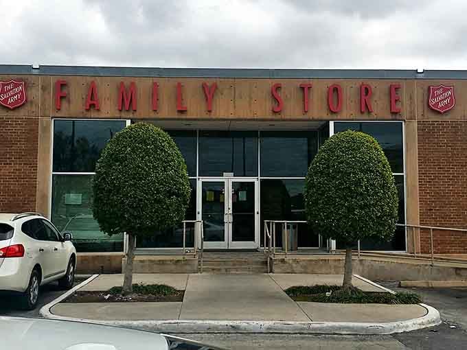 Those perfectly trimmed bushes flanking the entrance show attention to detail that carries through to the organized aisles inside.