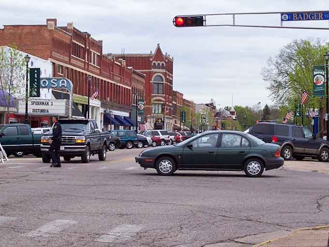Traffic moves at a civilized pace where pedestrians still have the right of way and drivers actually stop.