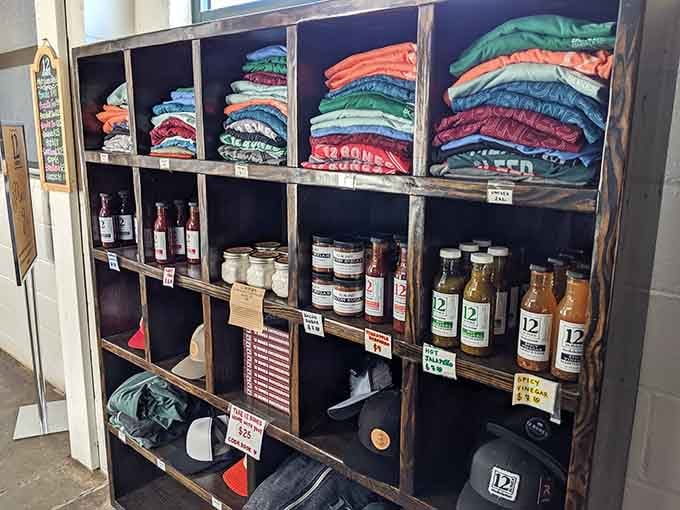 When a smokehouse sells its own sauces and merch, you know people are taking bottles of happiness home.