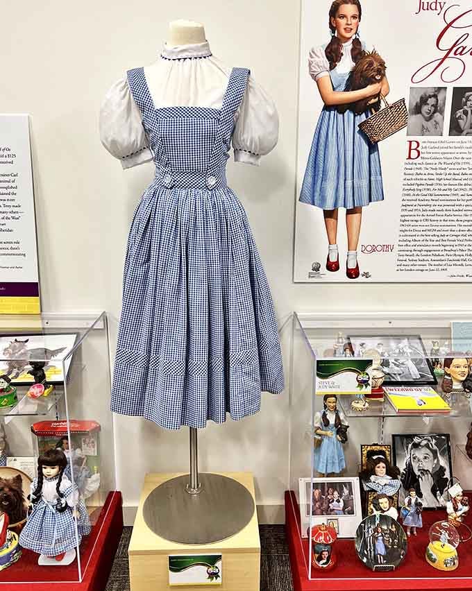 The famous gingham dress that made blue and white checks synonymous with Kansas farm girls everywhere.