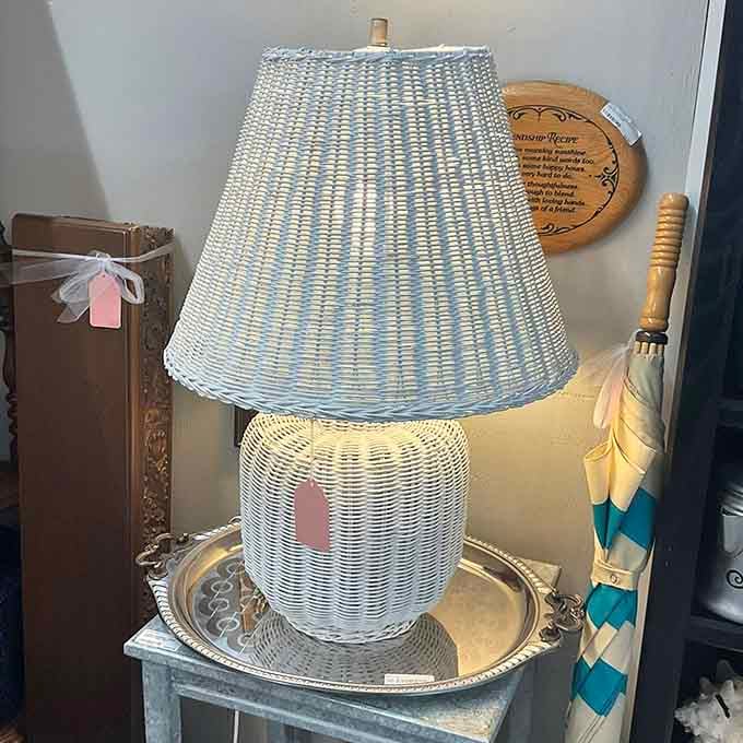 Wicker lamps that cast the kind of warm glow that makes everything feel cozier.