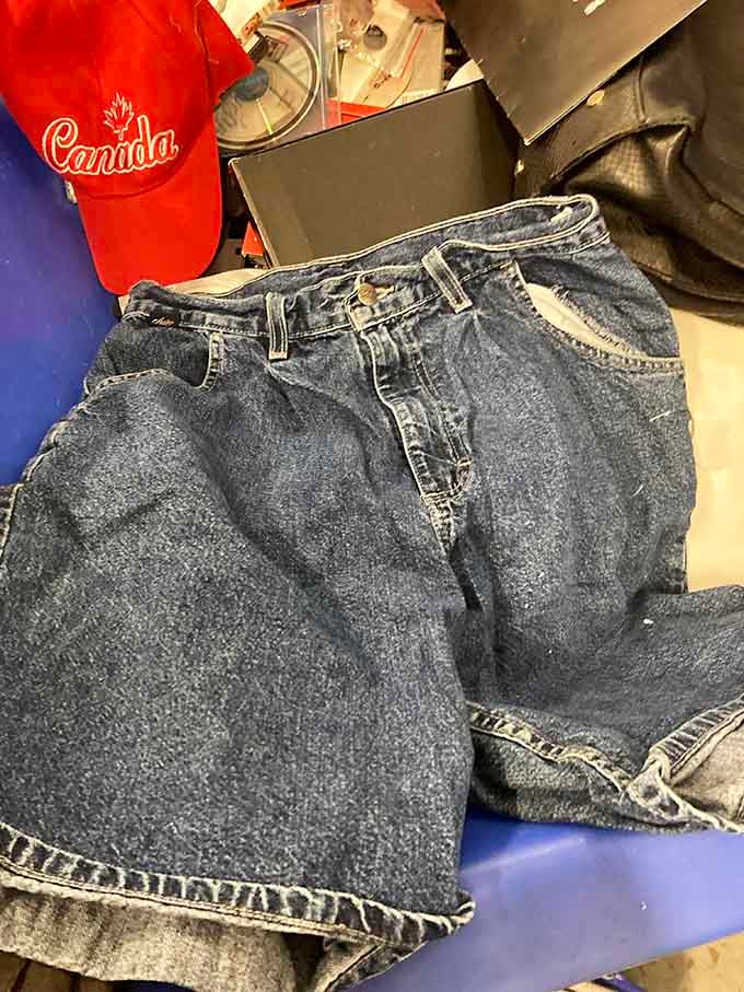 Vintage denim and modern styles share bin space, where a few dollars buys what would cost fifty elsewhere.