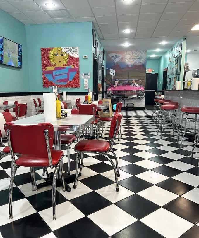 Pop art meets classic diner vibes, where even the walls understand that breakfast should be fun and slightly rebellious.