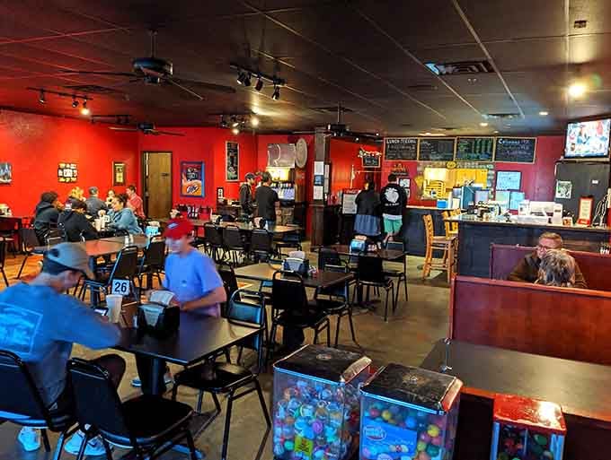 The universal expression of pizza lovers everywhere: equal parts excitement, determination, and slight concern about what they've gotten themselves into.