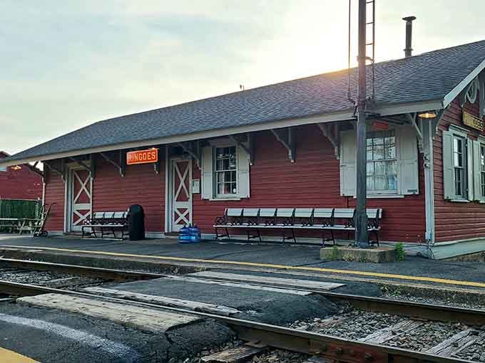 The Ringoes station stands ready, looking exactly like a train station should before the world got too efficient.