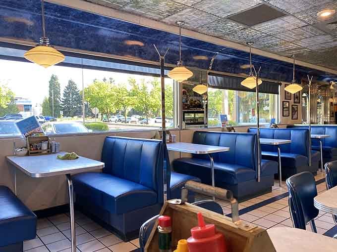 Window-side booths offer the perfect spot for people-watching while you work through that massive breakfast plate.