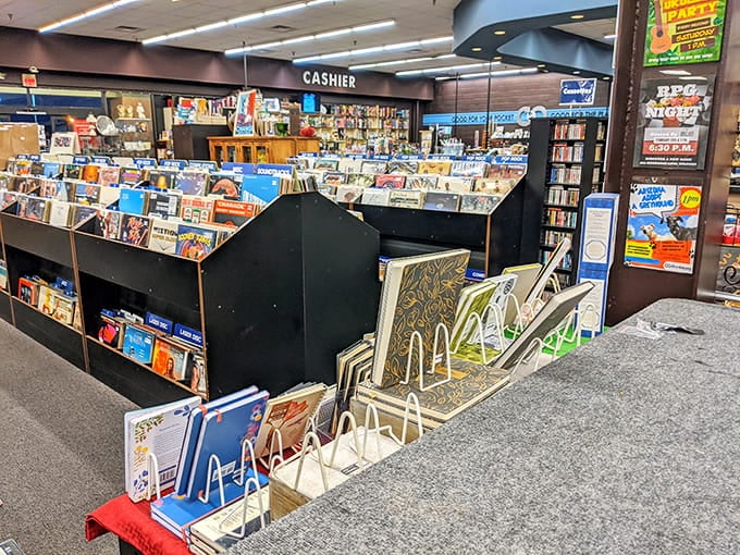 Wide aisles and bright lighting make browsing comfortable, unlike those cramped bookstores that feel claustrophobic.