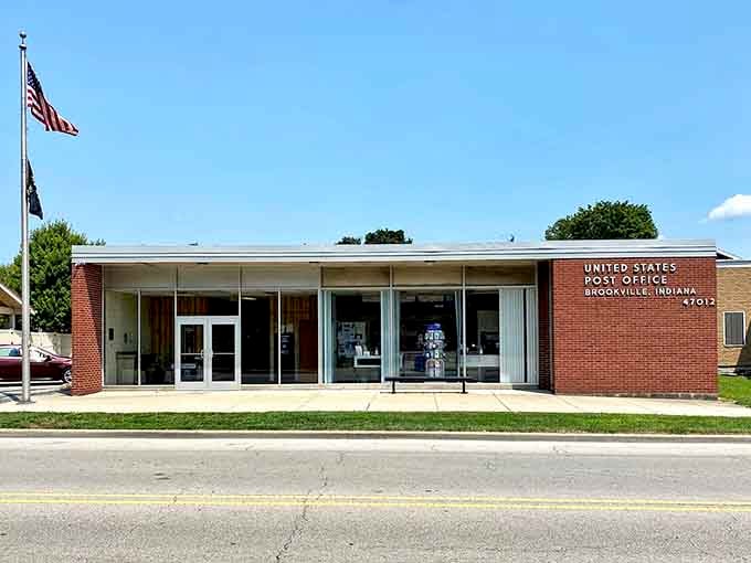 Even the post office maintains that mid-century modern charm that makes you nostalgic for architecture with actual personality.