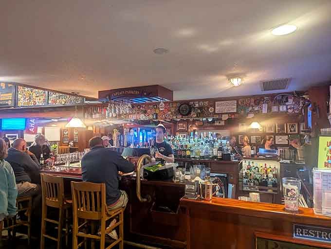 The bar area buzzes with local energy, where regulars and first-timers share stories over perfectly poured drinks.