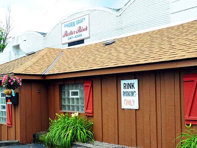 The Chagrin Valley Roller Rink keeps the retro fun alive with "Rink Parking Only" enforcing priorities we can respect.