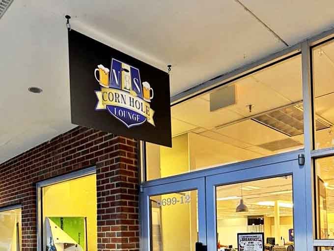 The Corn Hole Lounge offers a respite for weary shoppers. Because sometimes the best part of shopping is the strategic break.