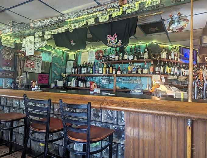 The bar area sports more character than most people's entire personalities, nautical charm turned up high.