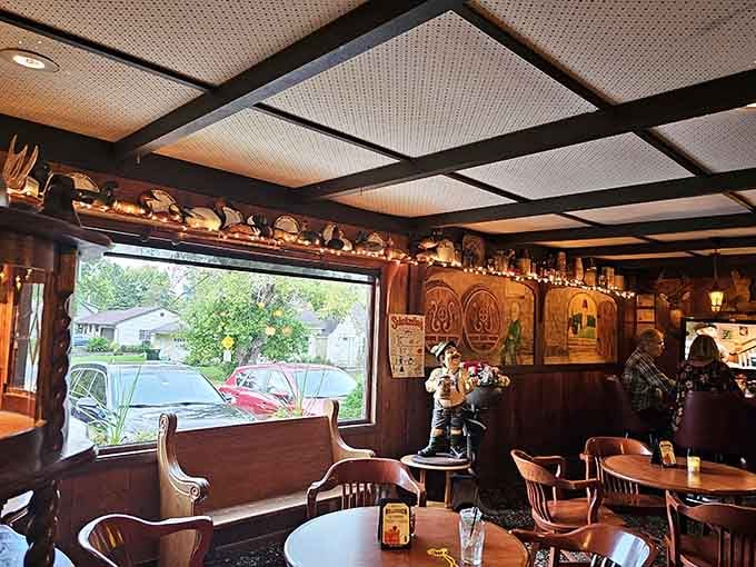 Exposed beams, steins on display, and enough Bavarian charm to make you forget you're twenty minutes from Madison.
