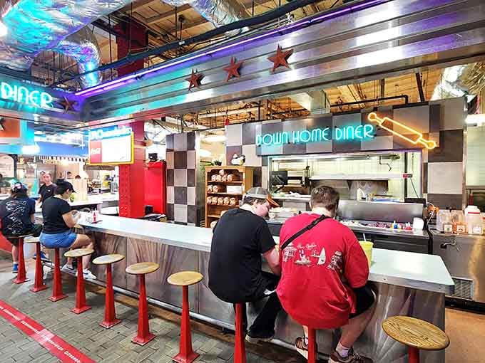 Counter seating offers front-row views of your breakfast being prepared, dinner and a show all rolled together.