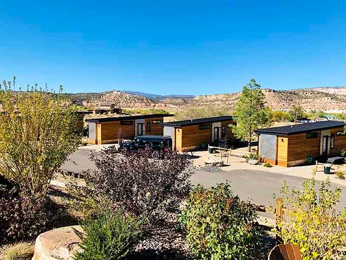 Modern comfort meets desert aesthetics in these stylish cabins. After a day of red rock exploration, these oases of comfort welcome weary adventurers.