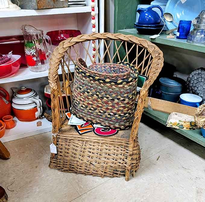 Wicker furniture that screams summer porch vibes louder than cicadas on a humid August afternoon in Wisconsin.