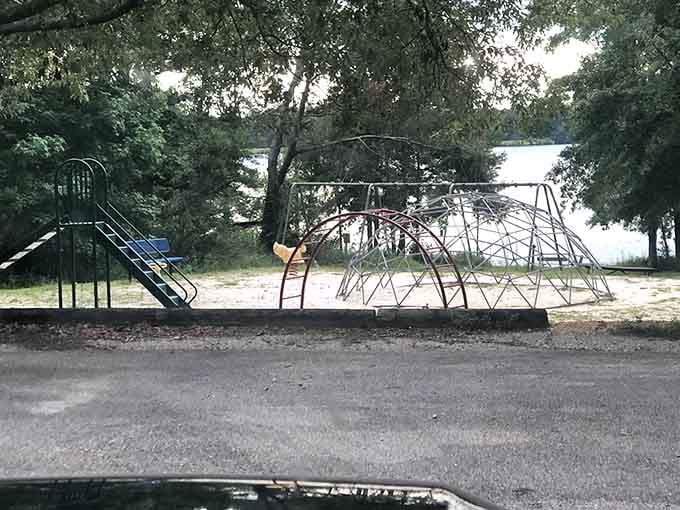 A playground with a lake view, because even kids deserve scenery while they're burning off all that excess energy.