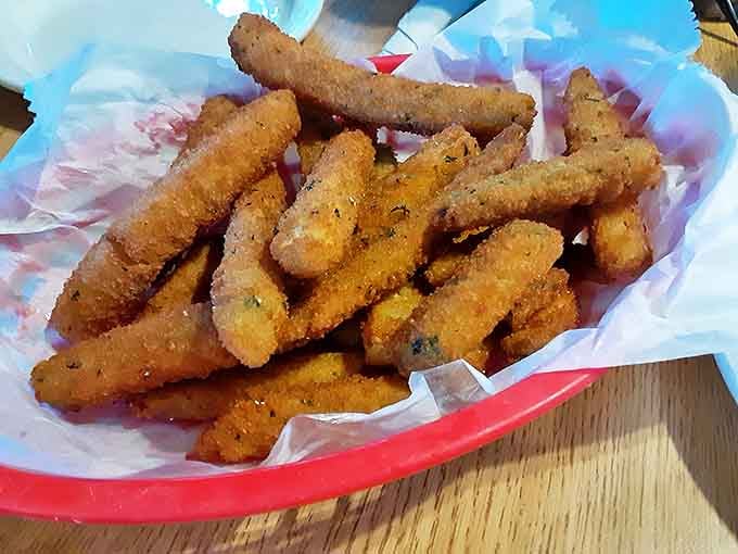 Fried pickles: tangy, crunchy contradictions that somehow make perfect sense. These golden spears are what dill pickles aspire to become in their afterlife.