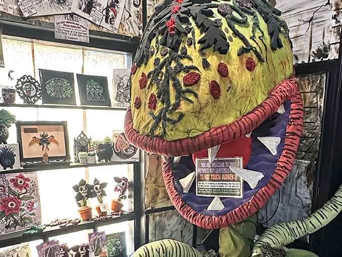 Feed me, Seymour! This replica proves that man-eating plants deserve prominent display space in any respectable shop.