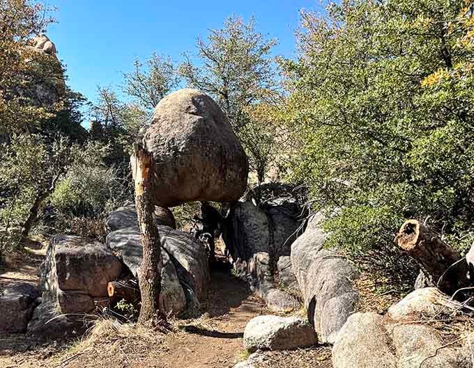 Balanced rocks stacked impossibly high make you wonder if gravity took a coffee break here.
