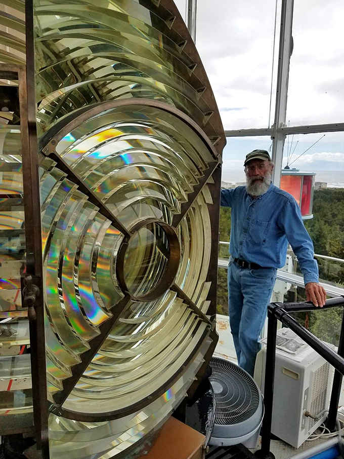 Getting up close with the massive Fresnel lens is like meeting a celebrity whose work has saved countless lives.