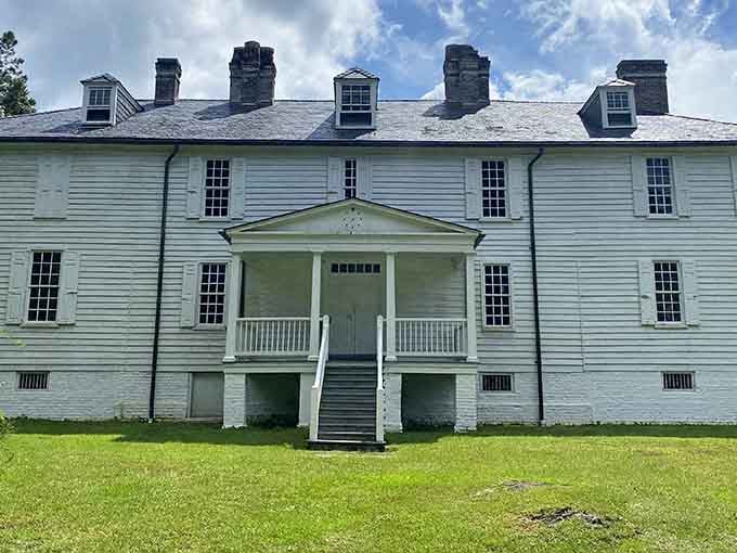 The back of the house reveals its bones, showing you what Georgian architecture looks like without the makeup on.