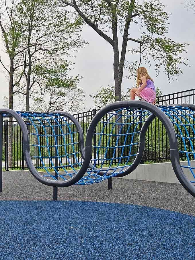 Those tunnel hoops look like something from American Ninja Warrior, junior edition, testing balance and bravery.