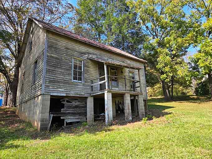 This house tilts at angles that would make any structural engineer nervous, yet somehow maintains its weathered dignity.