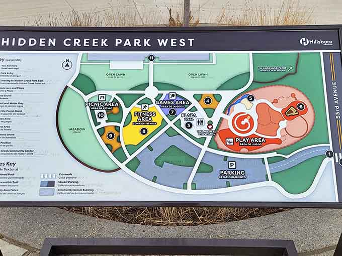 The park map reveals distinct zones for different activities, because even playgrounds need good organizational skills nowadays.