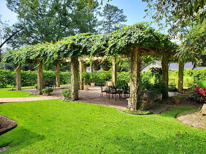 The House of the Seasons glows golden in the Texas sun, its stately presence a testament to the wealth that once flowed through Jefferson's port.
