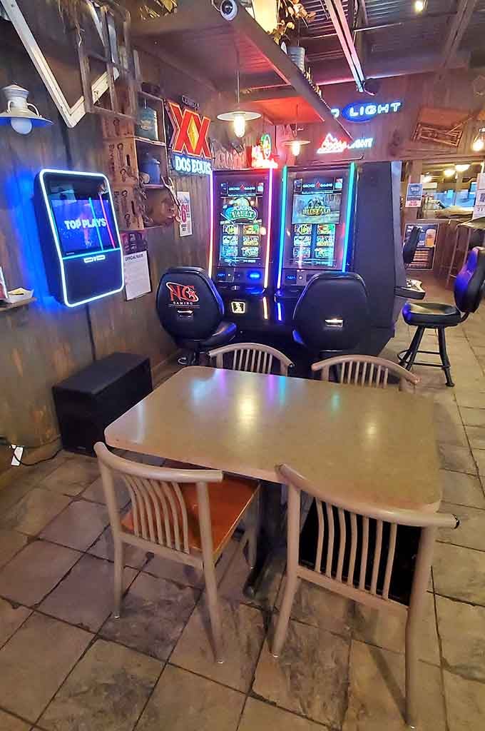 Gaming machines in the corner remind you this is a place where locals come to play as well as eat.