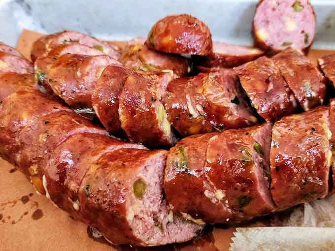 Jalape&ntilde;o cheddar sausage links with that satisfying snap&mdash;proof that sometimes the best things in life come in cylindrical, spicy packages.