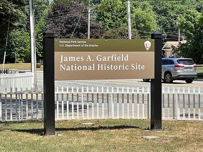 The National Park Service knows how to welcome visitors, and this sign marks your gateway to presidential discovery.